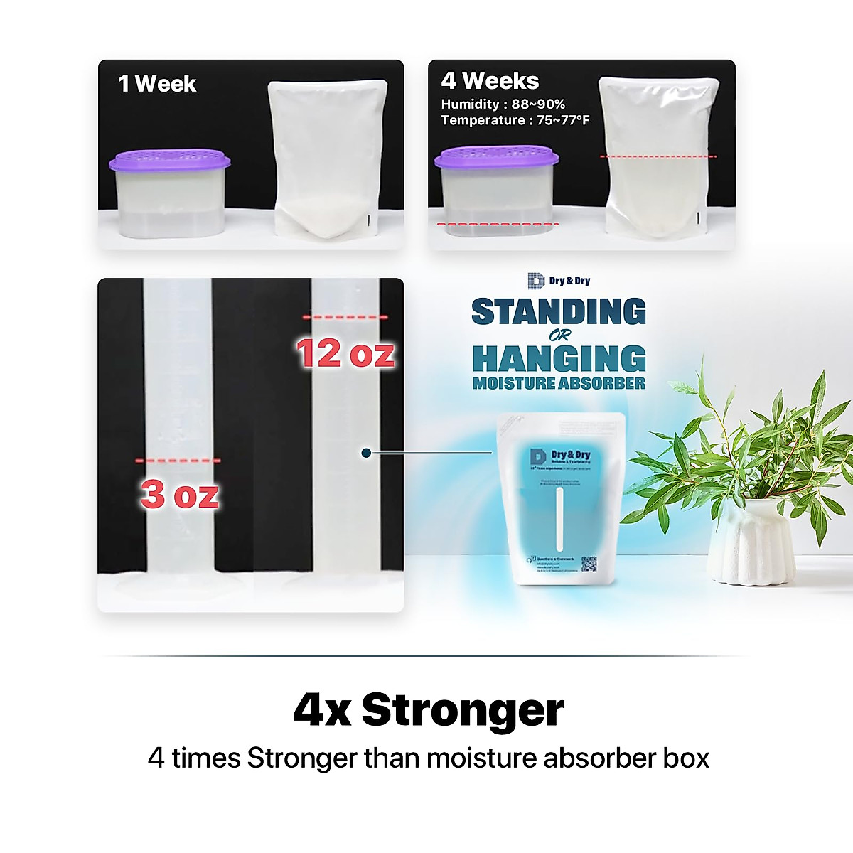 Dry & Dry 8 Packs Standing Moisture Absorbers to Control Excess Moisture for Basements, Closets, Bathrooms, Laundry Rooms - Moisture Absorbers Moisture Absorbers