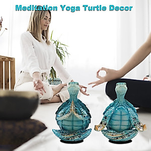 LUIFEL Yoga Turtle, 2 PCS Meditation Yoga Turtle Decor, Sea Turtle Yoga Figurines Decorations for Collection, Yoga Turtle Figurine for Spiritual Garden Home Decor, Gift for Mom, Dad, Friends...