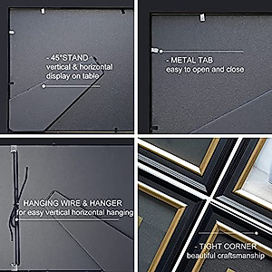 CREKERT Diploma Frame 11x14 Picture Frame Solid Wood Shatter-Resistant Glass for Documents Certificate Blackgold Frame 8.5x11 with Mat (Black Mat, 1 Pack)