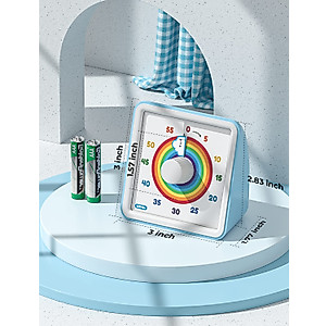 LIORQUE 60 Minute Visual Timer for Kids, Visual Countdown Timer for Classroom Office Kitchen with 'Rainbow' Pattern Design, Pomodoro Timer with Silent Operation (Batteries Included)