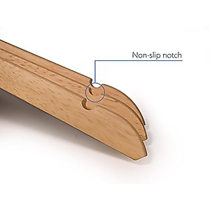 Topline Classic Wood Shirt Hangers - Natural Finish (10-Pack)