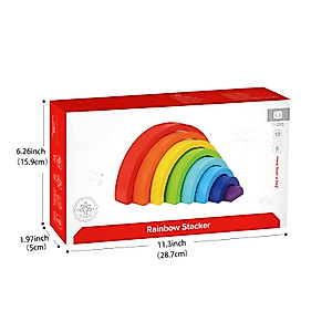 TOOKYLAND Wooden Rainbow Stacking Toy - 8pcs Nesting Blocks Game, Ages 18m+