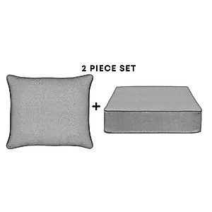 Honeycomb Outdoor Textured Solid Platinum Grey Deep Seating Patio Cushion Set: Resilient Foam Filling, Weather Resistant and Stylish Set, Seat: 24" W x 23" D x 6.5” T; Back: 27" W x 24” L