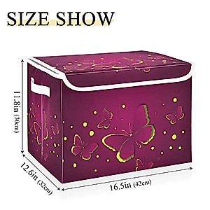 innewgogo Butterfly Storage Bins with Lids for Organizing Storage Baskets with Handles Oxford Cloth Storage Cube Box for Cat Toys