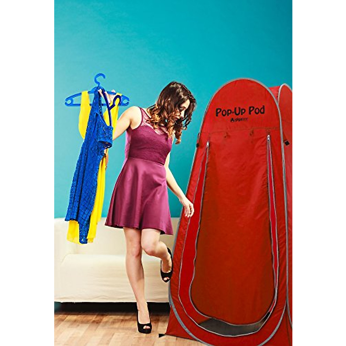 GigaTent Pop Up Pod Changing Room Privacy Tent – Instant Portable Outdoor Shower Tent, Camp Toilet, Rain Shelter for Camping & Beach – Lightweight & Sturdy, Easy Set Up, Foldable (Red)