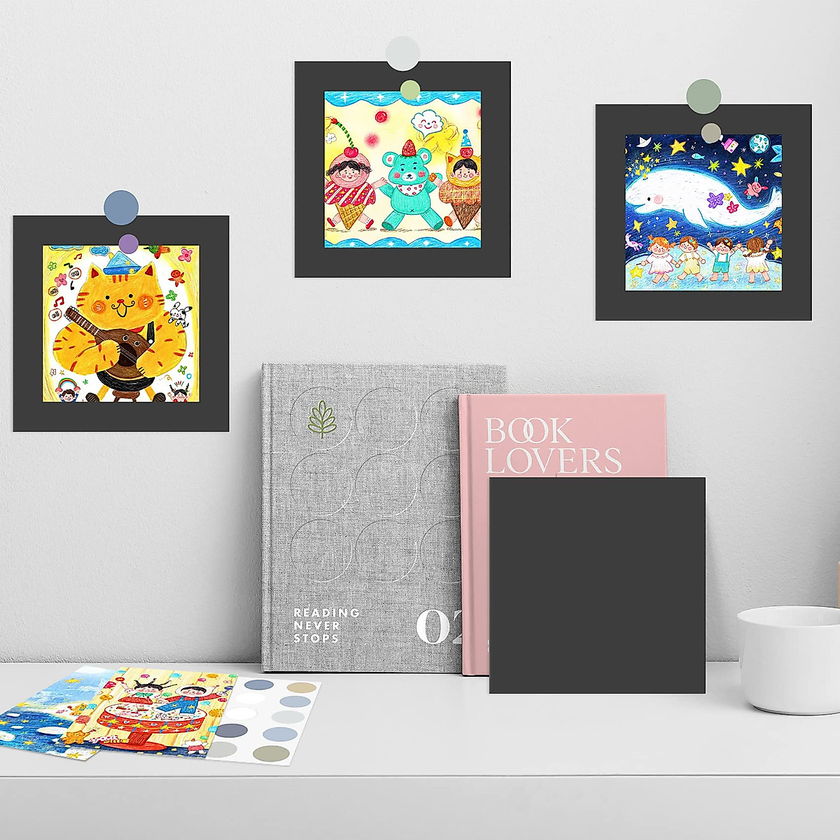 Frametory, 8x8 Black Uncut Picture Mat Boards, Backing Boards for Frames, Photos, Crafts - Pack of 12