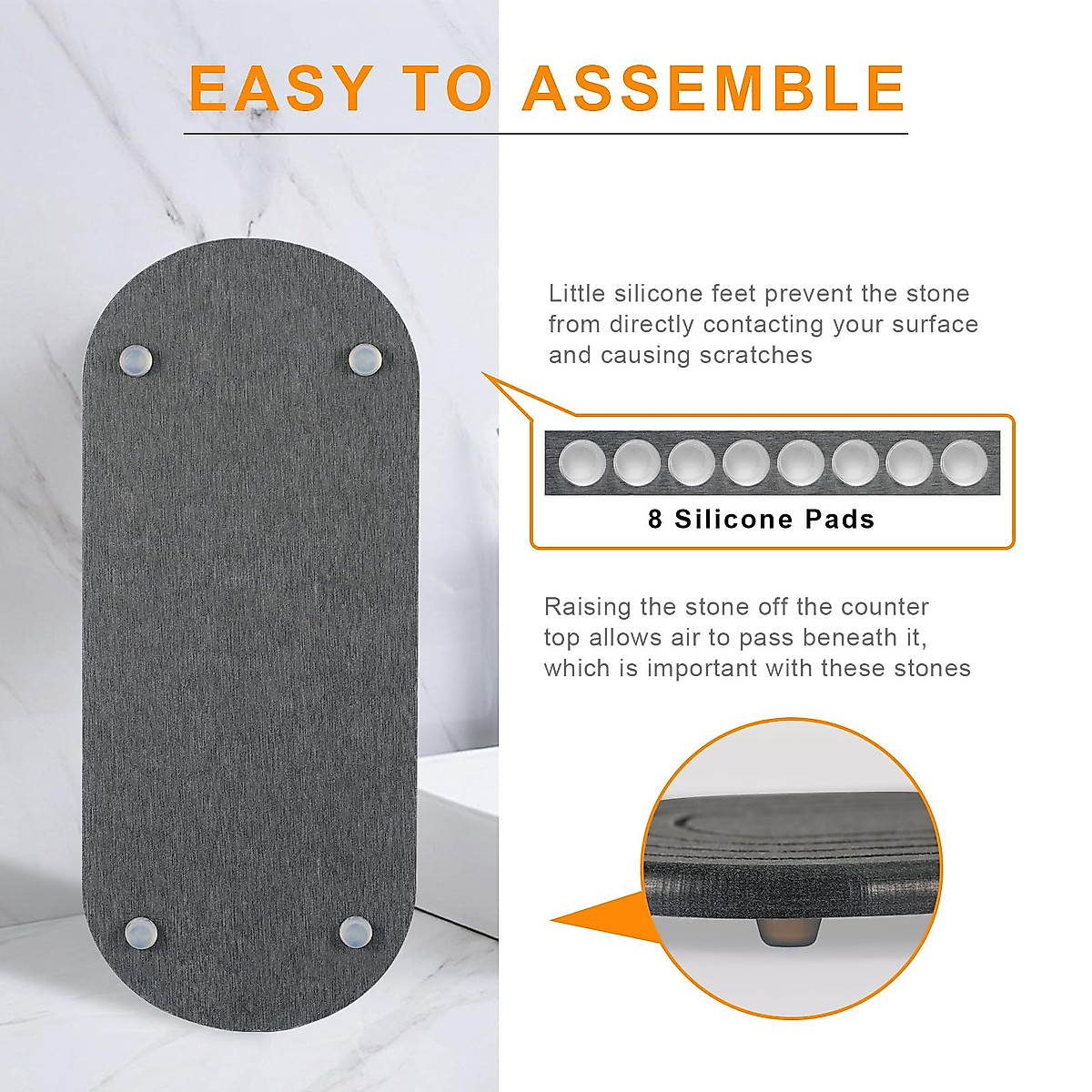 Jadairy Stone Drying Tray 11.8x4.9 Inches Water Absorbing Stone Tray for Sink Instant Dry Sink Caddy Organizer for Kitchen Bathroom Counter