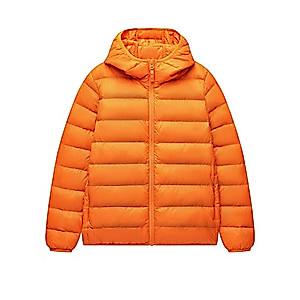 BALEAF Kids Puffer Down Jackets with Hood for Boys Girls Ultralight Packable Cold Winter Lightweight Outerwear Orange XS