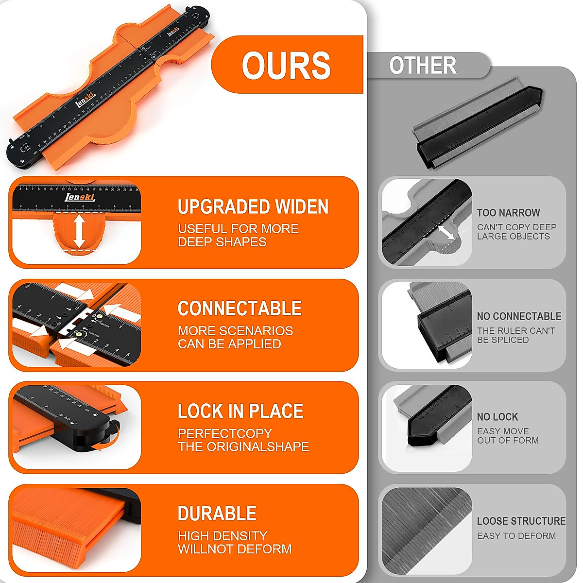 Lenski Gifts for Dad, Stocking Stuffers for Adults Men, Connectable Contour Gauge Tools for Men, Mens Gifts Ideas for Christmas, Dad Gifts for Men Who Have Everything, Cool Stuff Gadgets for Men