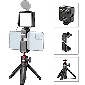 ULANZI Smartphone Vlogging Kit with Adjustable Handle Grip, Mini Tripod, Dimmable LED Light - YouTube, TIK Tok, Vlogging Equipment for iPhone/Android Smartphone Video Kit (ST-02S)
