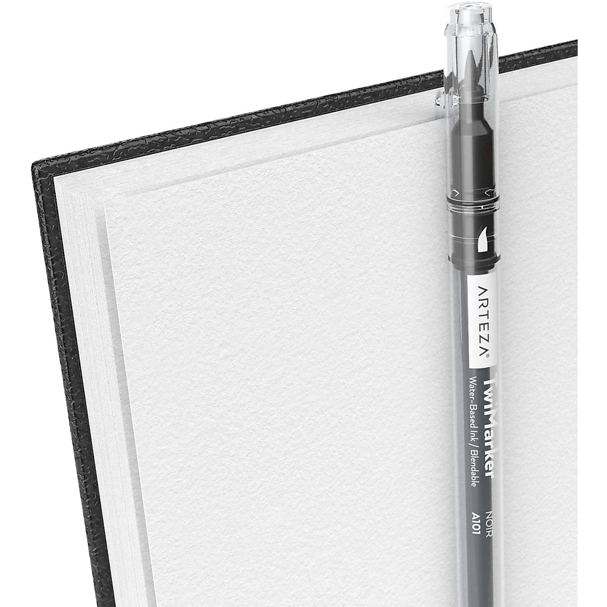 Arteza Sketch Book, 9x12-inch, 2-Pack, Black Drawing Pads, 200 Sheets Total, 68 lb 100 GSM, Hardcover Sketchbook, Spiral-Bound, Use with Pencils, Charcoal, Pens, Crayons & Other Dry Media