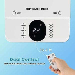 PETSITE Evaporative Air Cooler, 3-in-1 Swamp Cooler Remote Control, 3 Modes, 3 Wind Speeds, 60° Oscillation, 12H Timer, Water Tank & Ice Packs, Portable Air Cooler for Bedroom