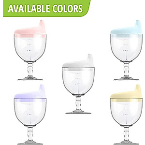 Toddler Sippy Cup - Plastic Wine Glass Goblet Beverage Mug Milk Bottle with Lid for Kids on Birthday Party Celebration (White, 1)