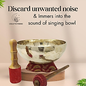 CRAFTSTRIBE 10" Handmade Crown Chatra Tibetan Singing Bowl Meditation Healing Bowl With Mallet And Silk Cushion