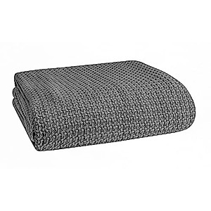 Elvana Home 100% Cotton Bed Blanket, Breathable Bed Blanket King Size, Cotton Thermal Blankets King, Perfect for Layering Any Bed for All Season, Charcoal Grey