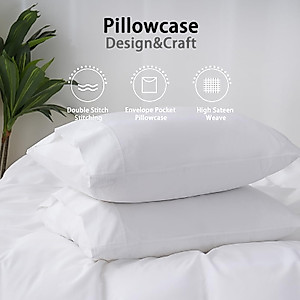 Bedlifes White Duvet Cover Queen 100% Cotton Duvet Cover Queen Size Egyptian Cooling Comforter Cover 800 Thread Count Ultra Soft Like Linen with Zipper Closure and 8 Corner Ties（90×90 Queen）