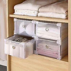 MNHW 10 Pack Plastic Stackable Shoe Storage Organizer Clear Drawer Box Metal Frame Bathroom organizer Shoe organizer Storage shelves Tool box Storage cabinet Closet organizer Kitchen storage Clo