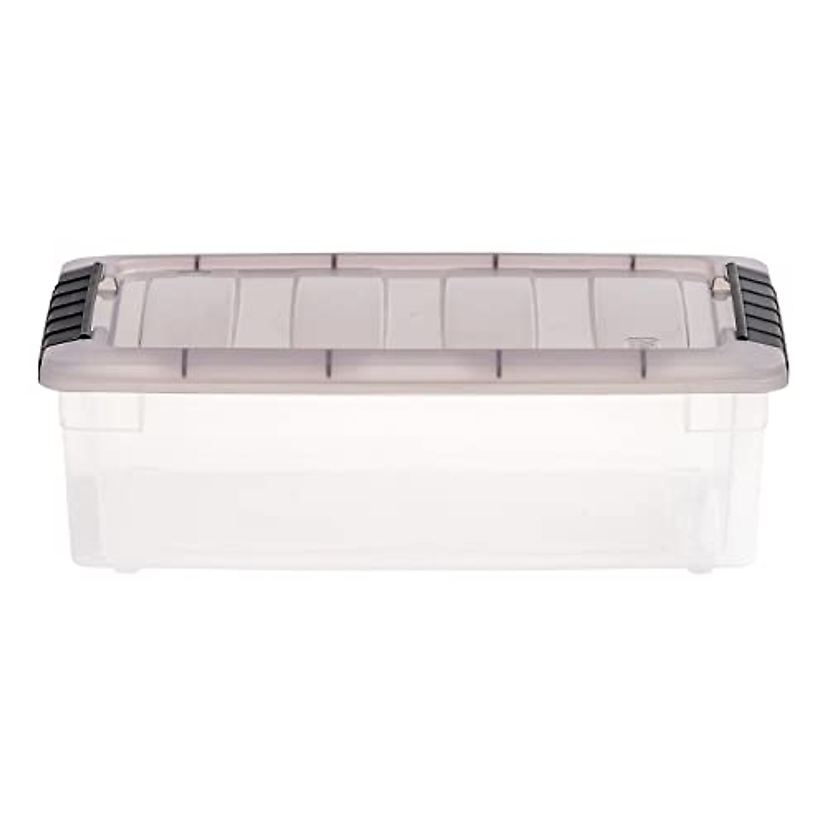 IRIS USA 6 Quart Stack & Pull Clear Storage Box, Gray, 12 Pack