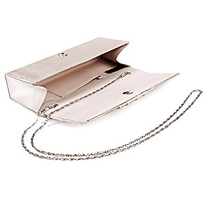 Damara Elegance Satin Cocktail Wedding Handbag Evening Clutch Bag,Black