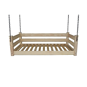 Amish-Made Twin Size Farmhouse Style Unfinished Wooden Swing Bed with Chains