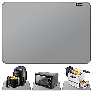 FLASLD Heat Resistant Mat for Air Fryer Site on, Fireproof Silicone Mats for Kitchen Counter, Countertop Protector, No-slip and Waterproof (16"X24", Gray)