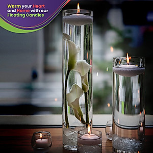 Floating Candles for Centerpieces - Pack of 16 White Unscented Long Burning (8 hrs) - White Floating Candles 3 inch Diameter for Weddings, Christmas Holiday Dinners, Round Candles, Home Décor