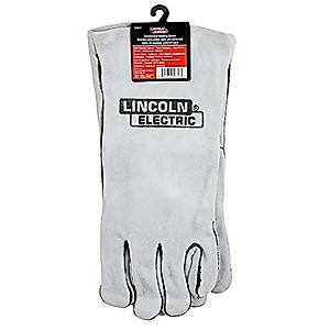 Lincoln Electric Leather Welding Gloves KH641, Premium Hand Protection from Welder and Cutting Torch Heat, Commercial Quality, Cotton Lined, Gauntlet Cuff, Unisex, Grey, One Size