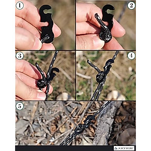 Rope Tensioner Aluminum Alloy Camping Tent Guyline Cord Adjuster Camping of Gear for Camping, Hiking, Backpacking Ultralight Tent Stakes Guy Lines (Black, 20 Pack)