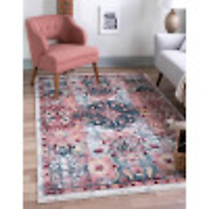 Unique Loom Sumter Collection Area Rug - Aiken (5' x 8' Rectangle, Pink/ Blue)