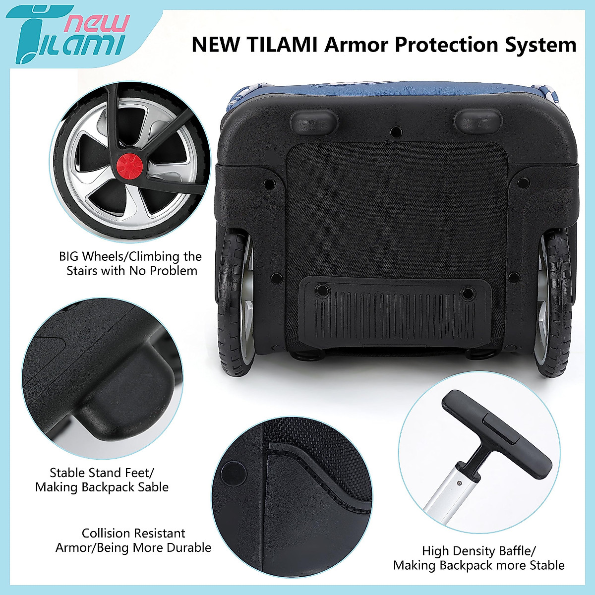 NEW TILAMI Rolling Backpack 19 inch Teens Rolling Backpack Cute Wheeled Computer Laptop Backpack Bookbag Roller Travel Bag College, Street Basketball