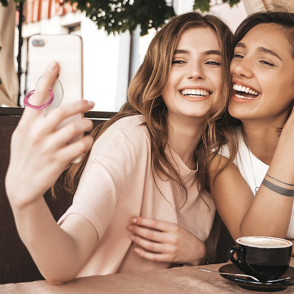 Pink Jsoerpay Clear Phone Ring Holder 2 Pack, Transparent Cell Phone Ring Grip 360°Rotation Finger Ring Stand, Phone Kickstand Compatible with Most of Phones, Tablet and Case