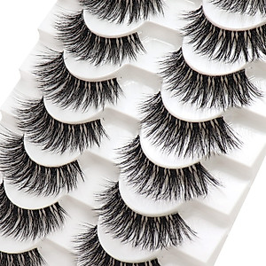 Veleasha Lashes Natural Look False Eyelashes 8 Pairs Pack Wispy Lashes with Clear Band 3D Fake Eyelashes | Style 04