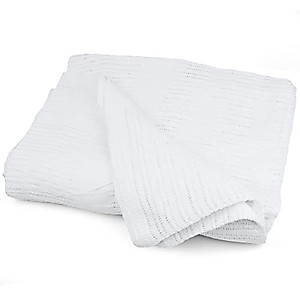 White Waffle Weave Soft Lightweight Queen Size Bed Blanket, 90x90in - 100% Cotton, Travel Blanket, Throw Blanket for Sofa, Bed, Couch