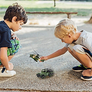 ArtCreativity Military Toy Playset for Kids, 2-Piece, Includes 1 Helicopter Toy and 1 Jeep, Durable Diecast Army Toys for Kids, Pretend Play Set for Boys and Girls, Great Birthday Gift