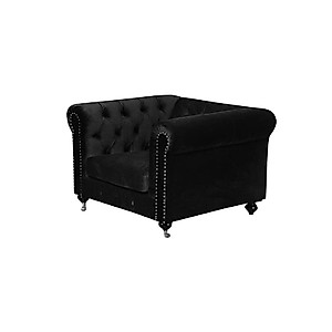 American Home Classic Claire 15" 1 Seat Velvet Upholstered Sofa in Black