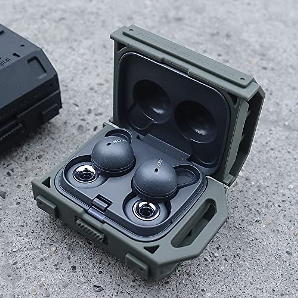 FatBear Tactical Military Grade Rugged Shockproof Armor Protective Skin Case Cover for Sony LinkBuds WF-L900 Wireless Earphones (Green)