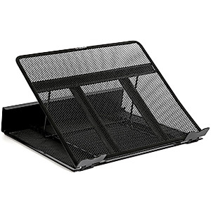 DESIGNA Metal Mesh Ventilated Adjustable Laptop Stands Computer Notebook Holder Stand Riser Compatible with Apple MacBook Air Pro Dell XPS HP Samsung Lenovo More Laptops up to 19"- Black