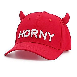 PopCrew Horny Hat - Funny Christmas Joke Gag Cap - Unisex Baseball Cap (Horny)