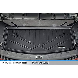 SMARTLINER All Weather Custom Cargo Trunk Liner Floor Mat Behind 3rd Row Black Compatible with 2020-2023 Compatible with Ford Explorer
