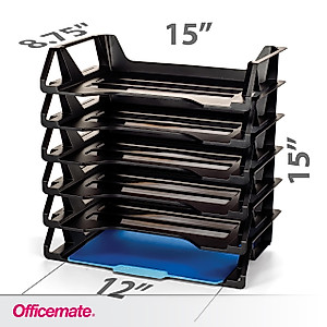 Officemate Recycled Desk Tray, Side Load, 15 1/8 x 8 7/8 x 15, Letter/A4, 6/PK (26212)