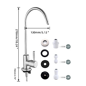 Drinking Water Faucet,Lead-Free Sink Water RO Faucet,Reverse Osmosis Faucet for Kitchen Bar Sink,Brushed Nickel SUS304 Stainless Steel