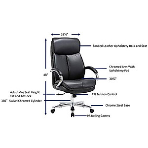 Lorell Big & Tall Chair, 48" x 28.5" x 30.8", Black
