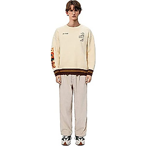 Aelfric Eden Van Gogh Sweater Oversized Pullover Sweater Cable Knit Sweater Men Graphic Sweater Beige