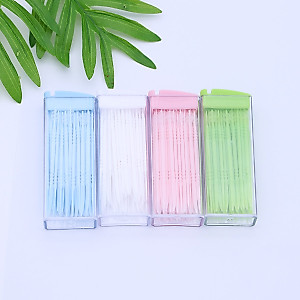 Healifty 200pcs Dental Plastic Toothpicks Double Head Cotton Swabs Oral Care Tooth Sticks
