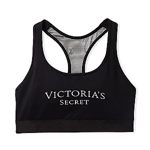 Victoria's Secret Player Medium Impact Sports Bra, Racerback Bras for Women, Black (M)