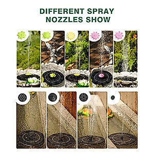 Xinhong 3W Solar Bird Bath Fountain Pump, Solar Fountain Pump for Bird Bath with 6 Nozzles, 6.3" Water Fountain Pump Outdoor Watering Submersible Pump for Pond, Pool, Garden, Fish Tank