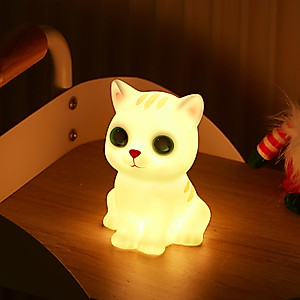 Fundoo Cute Cat Night Light, Rechargeable Kitty Night Light for Kids Room, Multicolor LED Cat Lamp Nightlight Gift for Adults Women Teen Baby Children Girls Boys