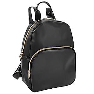 Emma & Chloe Vinyl Mini Backpack, Vegan Leather Small Fashion Backpack Purse for Women (Midnight)