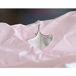 Helen de Lete 3D Ginkgo Leaf Sterling Silver Choker Necklace-silver