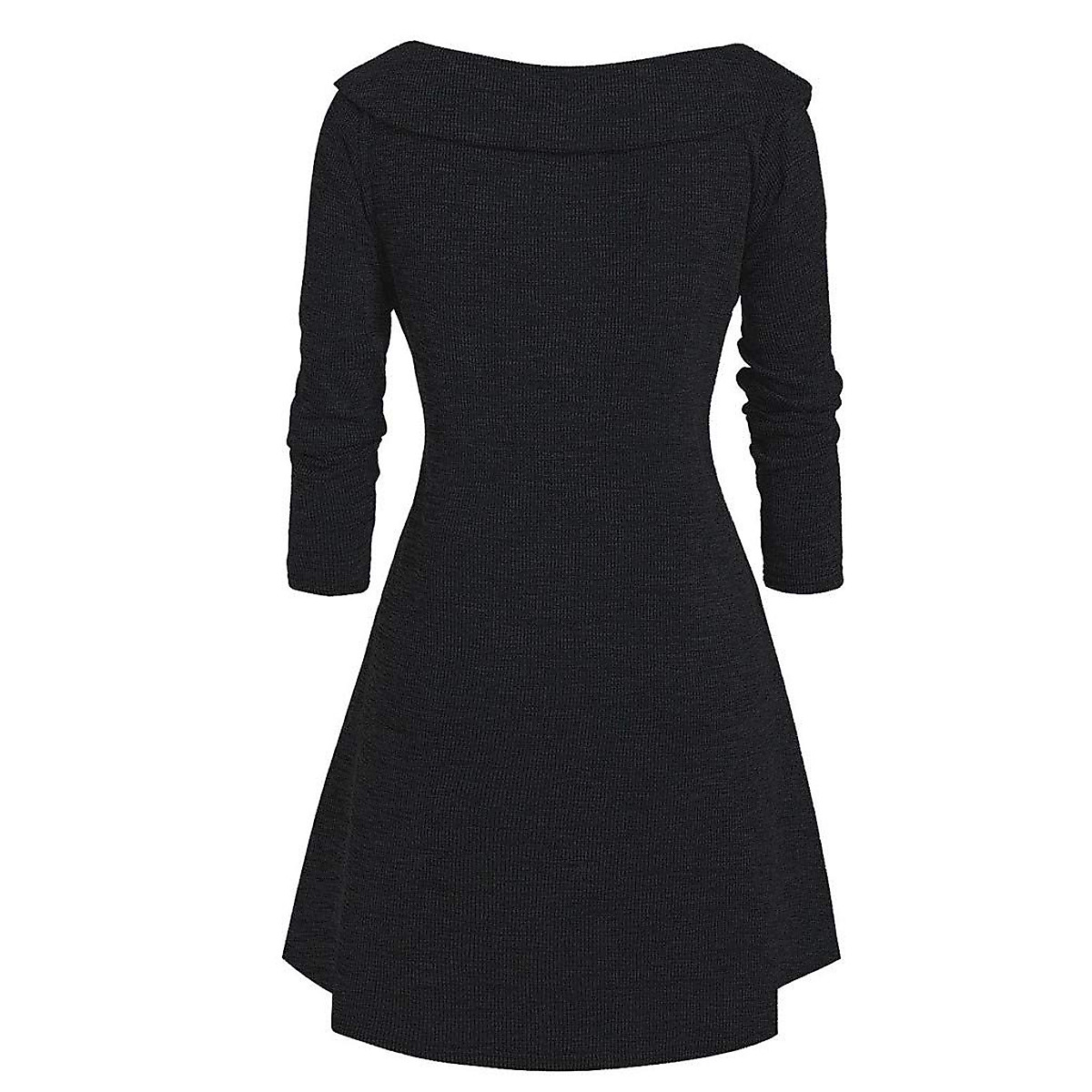 CapsA Women Halloween Gothic Sweatshirts Dress Long Sleeve High Low Pullover Plus Size V-Neck Tunic Plunging Neck Sweater Black